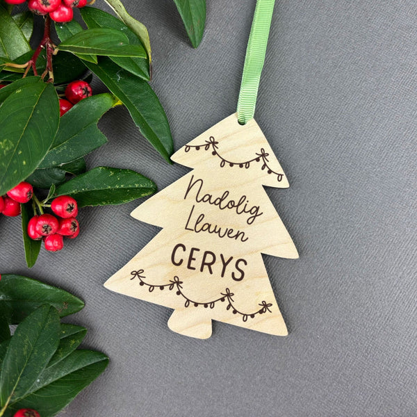 Personalised Welsh Christmas decorations | Adra