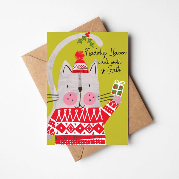 From the cat Welsh Christmas card | Welsh Christmas card | Adra